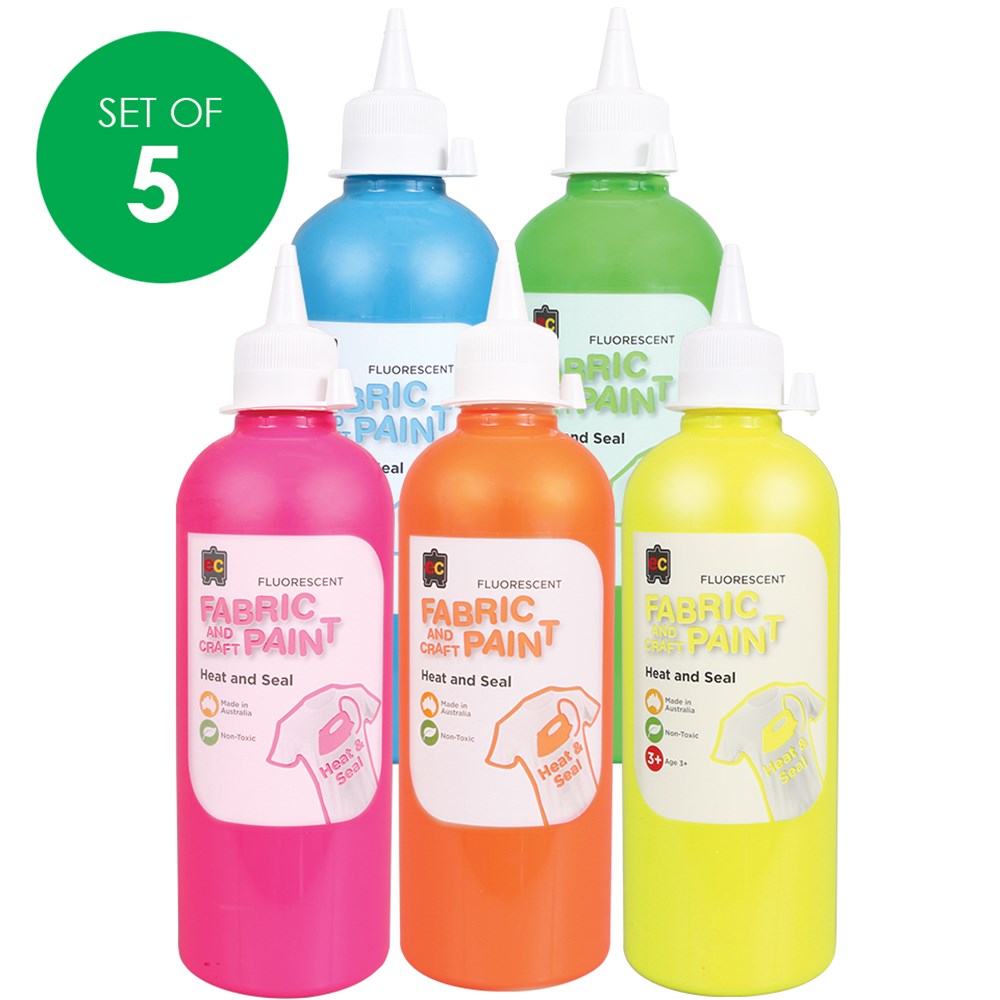 EC Fluorescent Fabric Paint - 500ml - Set of 5 Colours | Fabric Paint ...