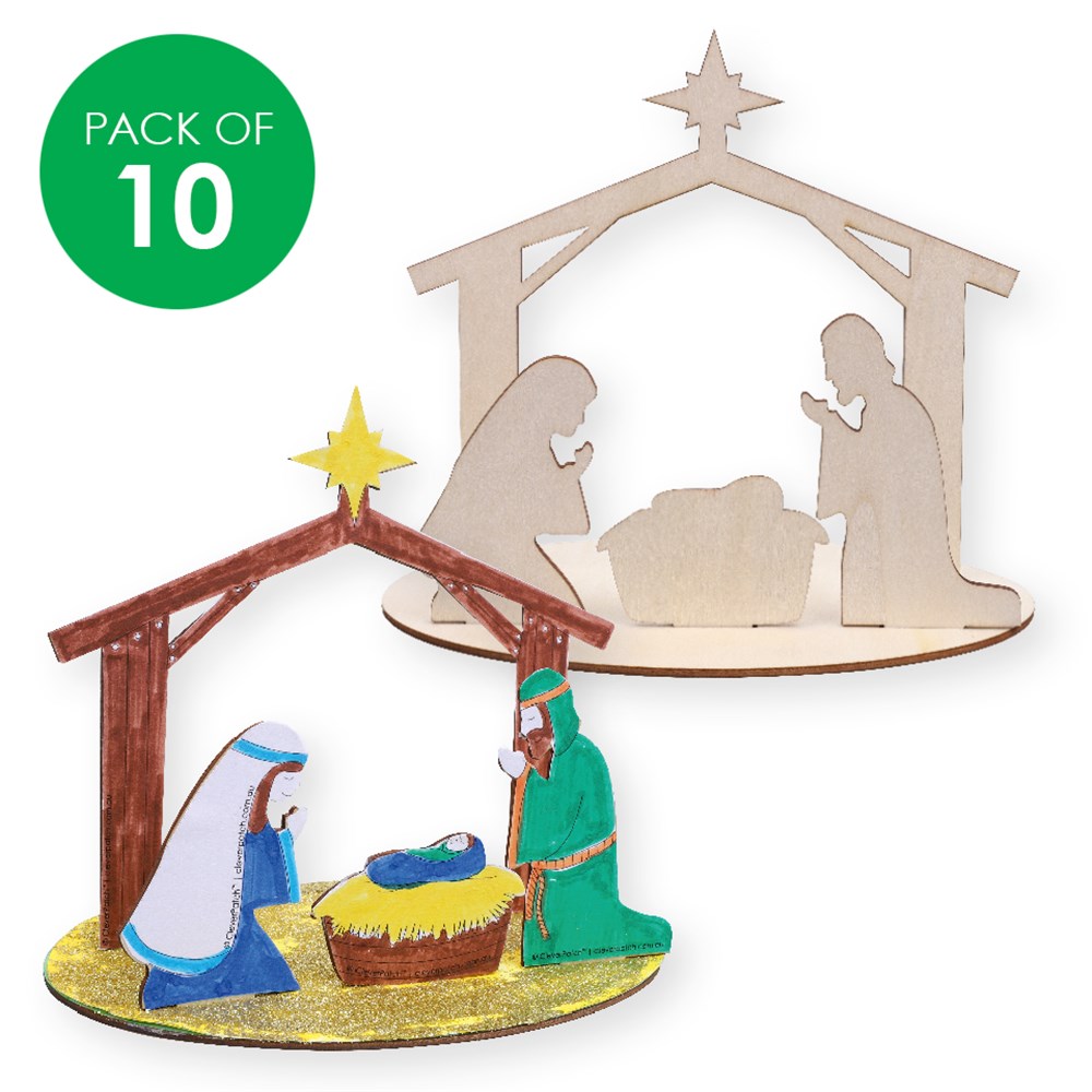 3D Wooden Nativity Dioramas - Pack of 10 | Wood Craft | CleverPatch ...