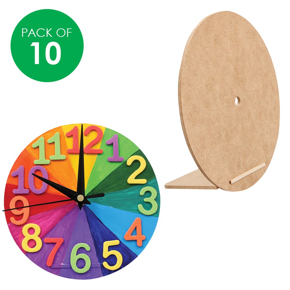 Wooden Stand Up Clock - Pack of 10 | Wood | CleverPatch - Art & Craft ...