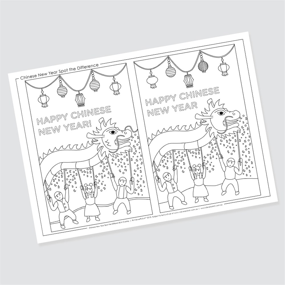 Chinese New Year - Spot the Difference and Colouring Sheet ...
