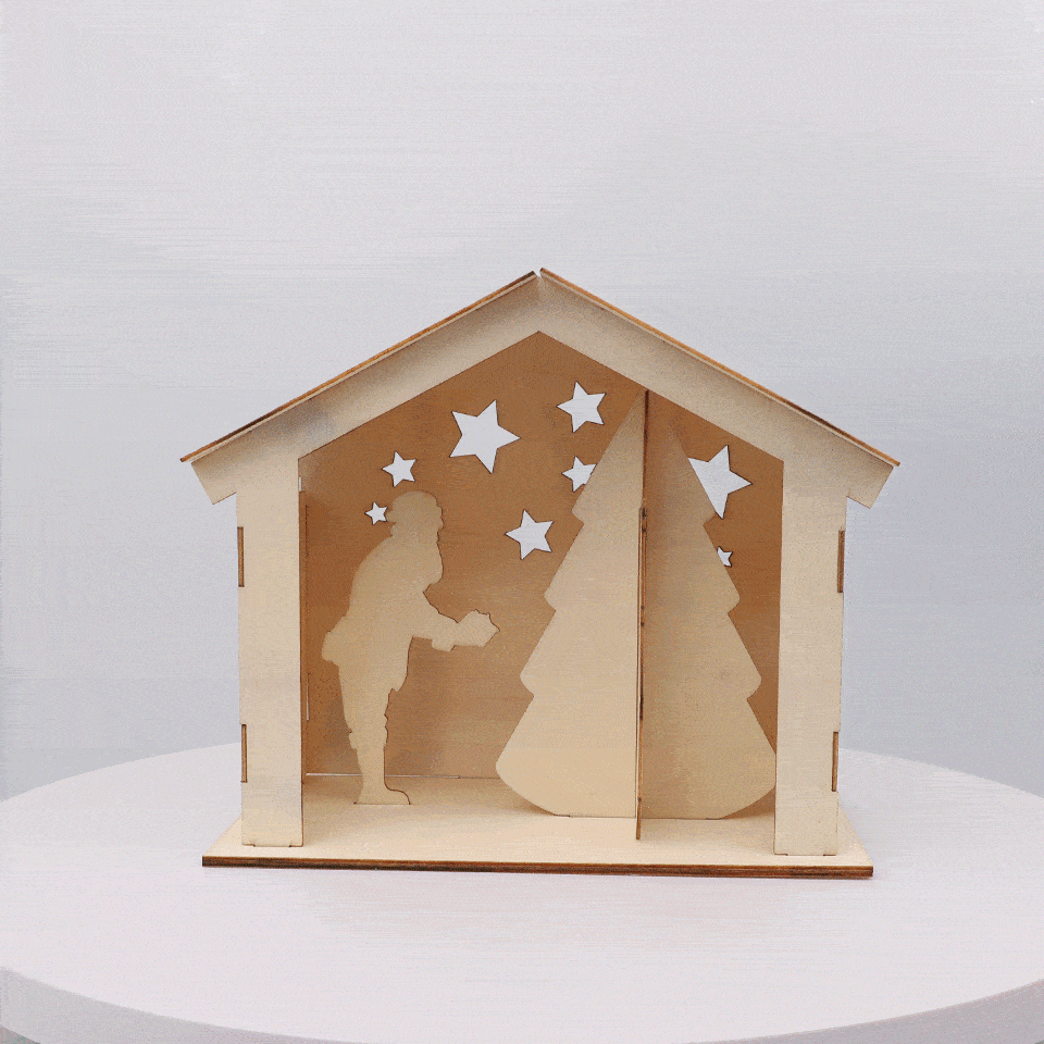 Wooden Santa House Diorama - Each - CleverPatch | CleverPatch - Art ...