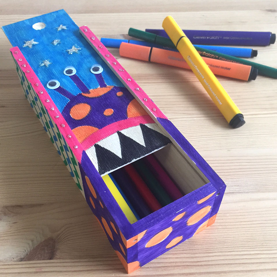 Quick Craft - Monster Pencil Box | Wood | CleverPatch - Art & Craft ...