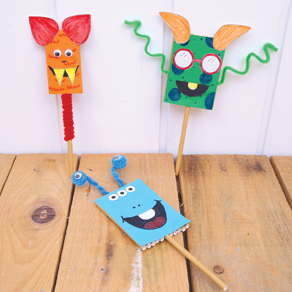 Paper Straw Monster Puppets | Paper & Card - CleverPatch | CleverPatch ...