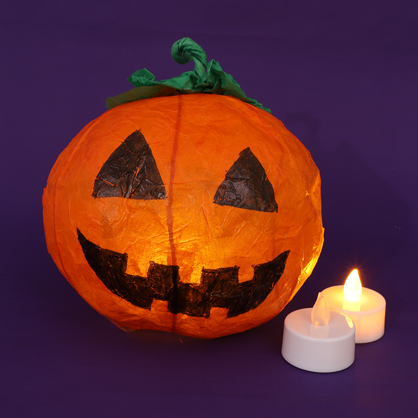 Tissue Paper Pumpkin Lantern | Halloween - | CleverPatch - Art & Craft ...