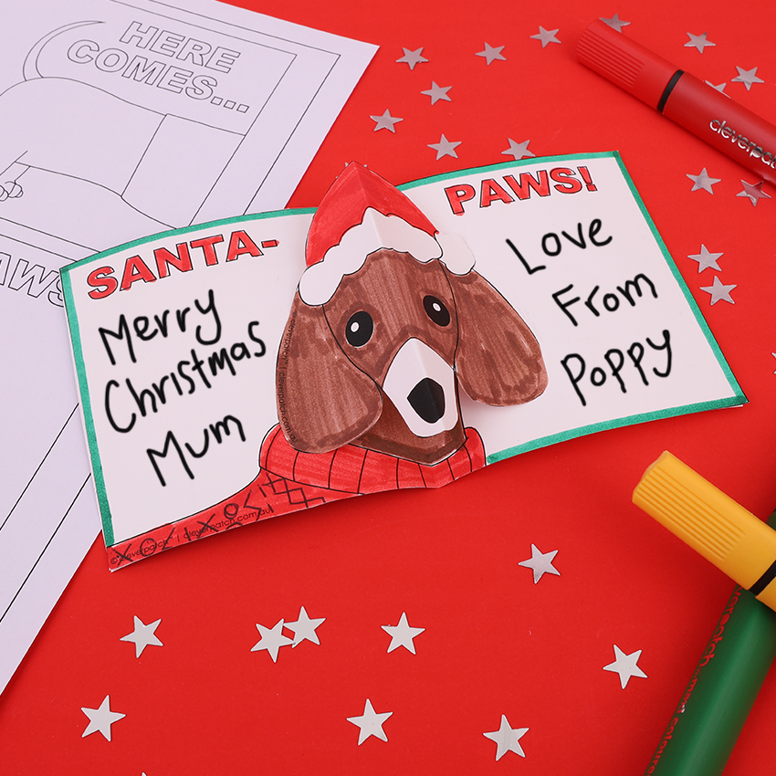 Santa-Paws Pop Up Christmas Card | Christmas - | CleverPatch - Art ...
