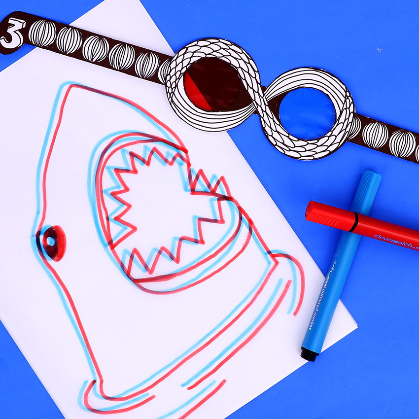 3D Glasses and Shark Anaglyph | STEAM - | CleverPatch - Art & Craft ...