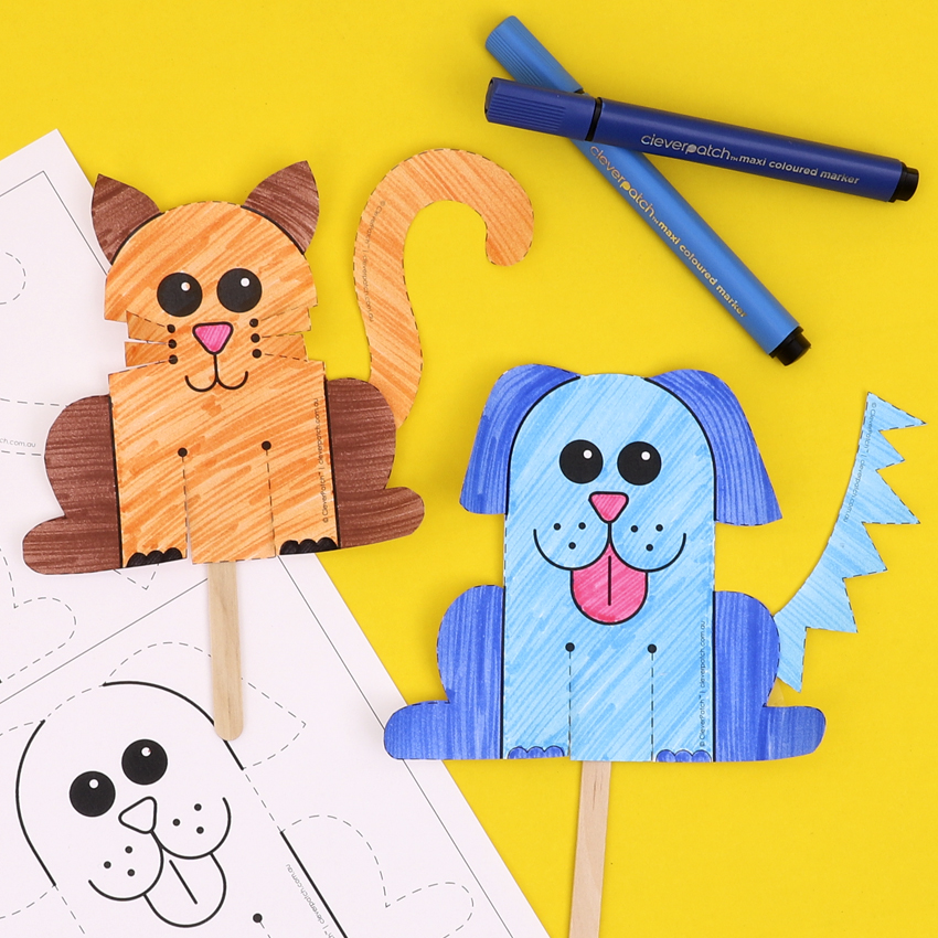 Animal Scissor Skills Puppets | Paper & Card - | CleverPatch - Art ...
