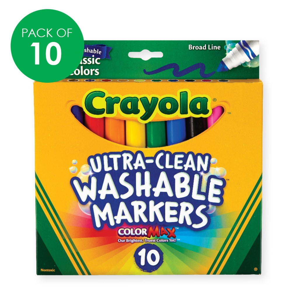 Crayola Ultra-Clean Washable Markers - Classic - Pack of 10 | Markers ...