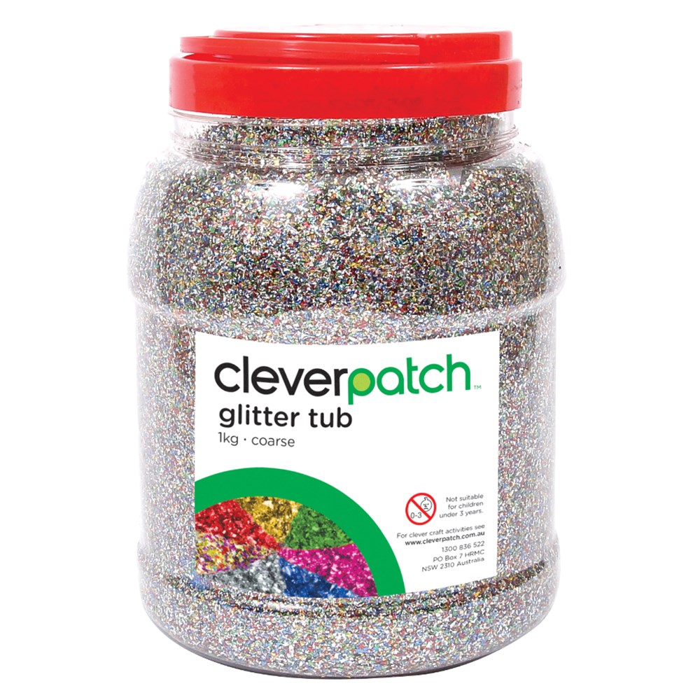 CleverPatch Coarse Glitter - Multi - 1kg Tub | Collage & Craft ...
