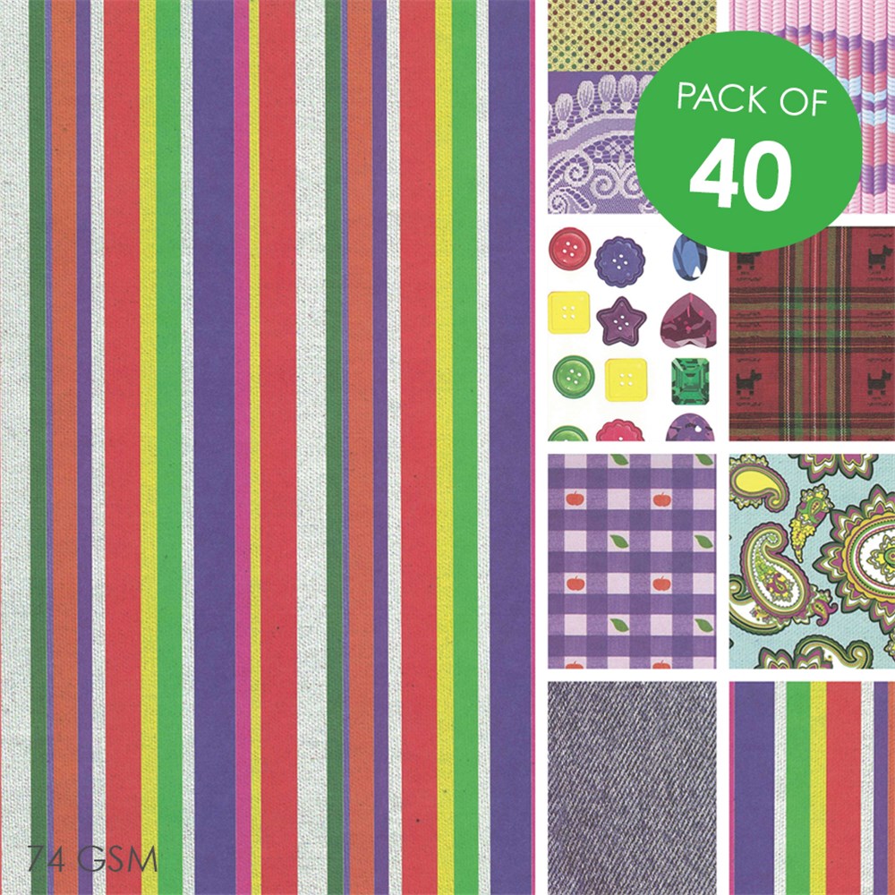 Fabric Craft Paper - Pack of 40 | Specialty Papers | CleverPatch - Art ...