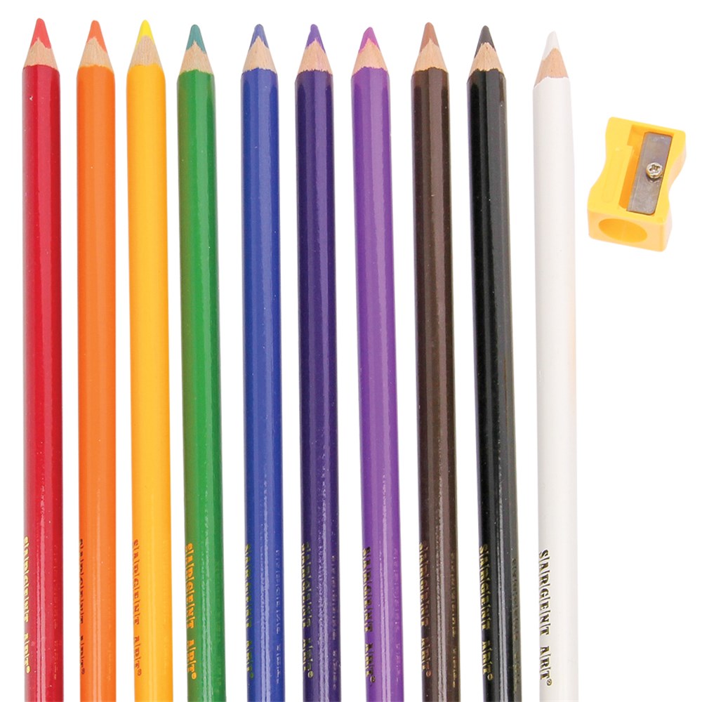 Sargent Art Jumbo Triangular Coloured Pencils - Pack of 10 | Drawing ...