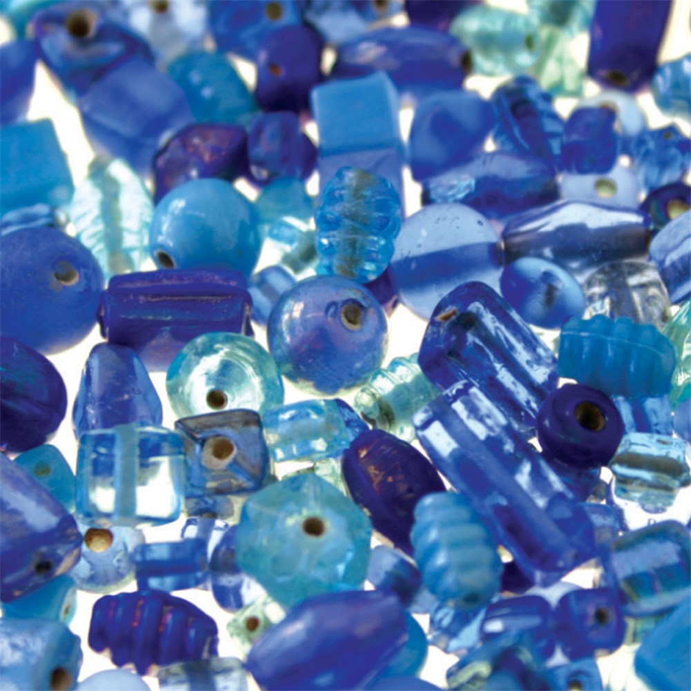 Glass Beads - Blue - 200g Pack | Beads & Jewellery Making | CleverPatch ...