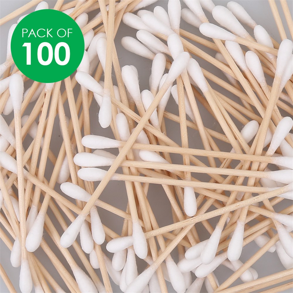 Cotton Tips with Biodegradable Wooden Stems - Pack of 100 | General ...