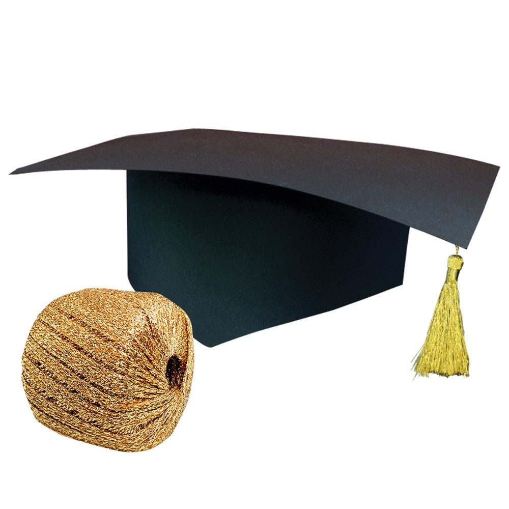 Graduation Hat - Pack of 20 and Metallic Yarn | Paper Activities ...