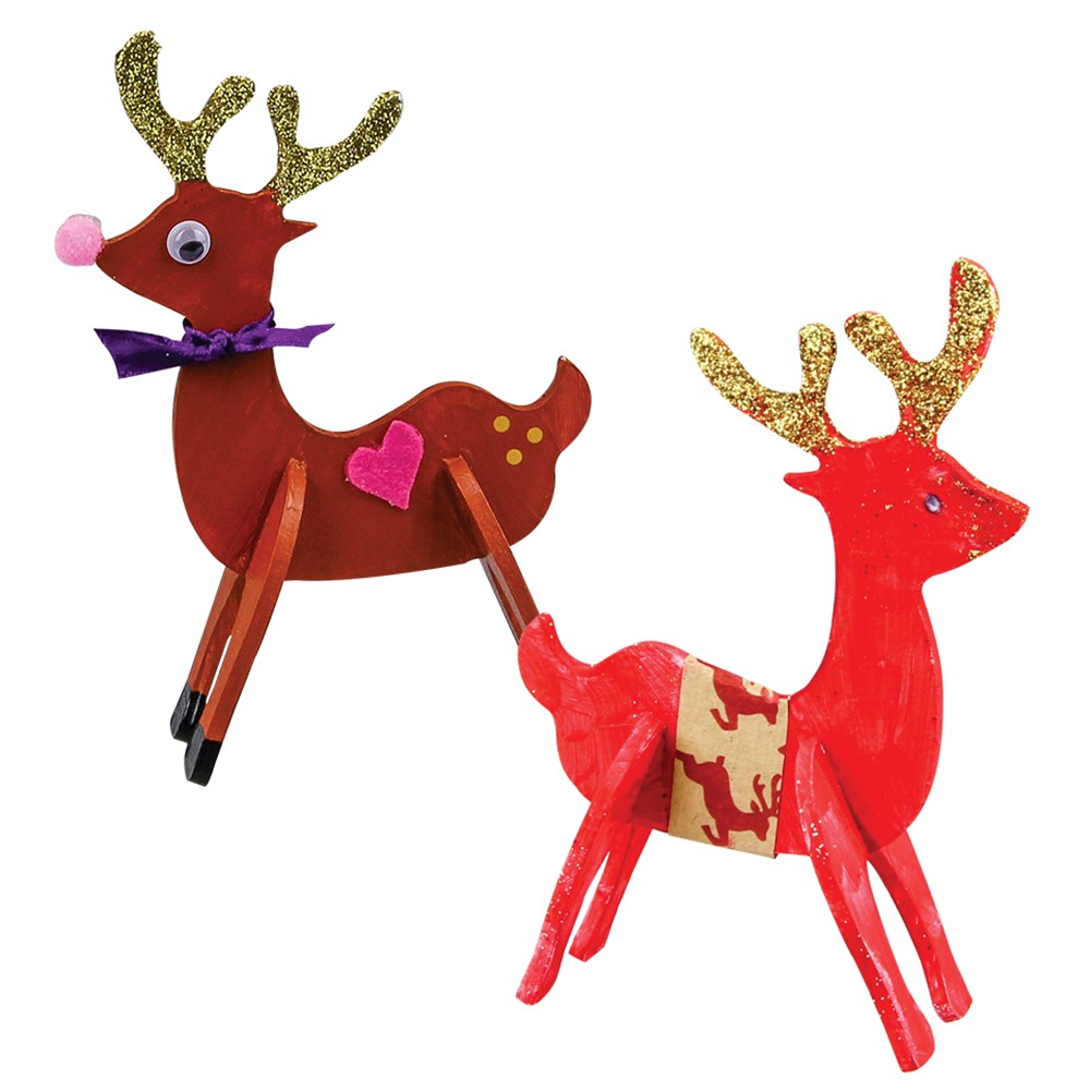 3D Wooden Reindeer - Pack of 20 | Wood Craft | CleverPatch - Art ...