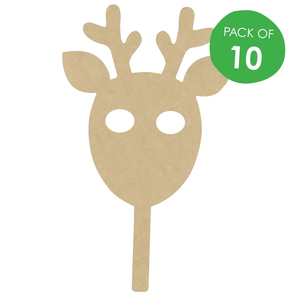 Wooden Reindeer Masks - Pack of 10 | Wood Craft | CleverPatch - Art ...