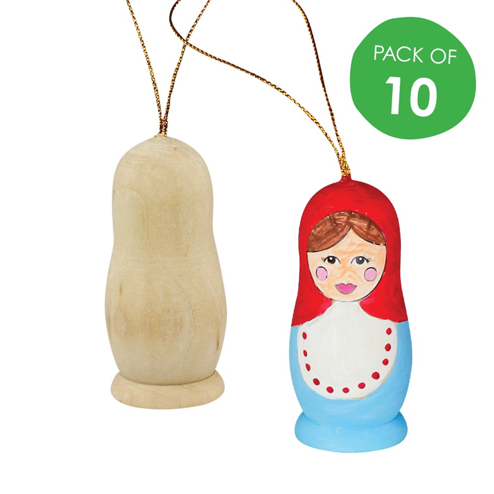 Mini Wooden Babushka Dolls - Pack of 10 | 3D Wooden Shapes ...