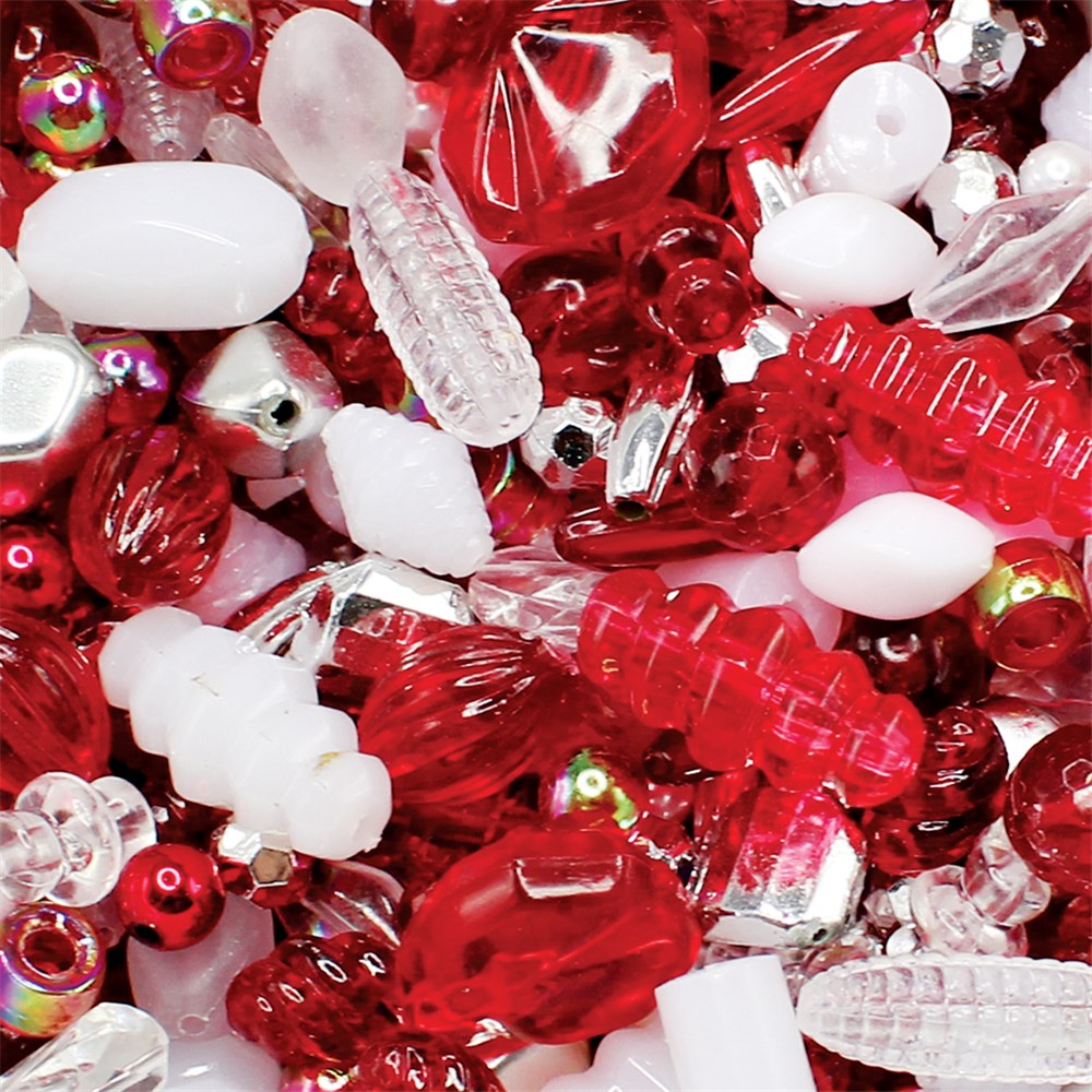 Assorted Bead Mix - Red - 150g Pack | Collage & Craft | CleverPatch ...