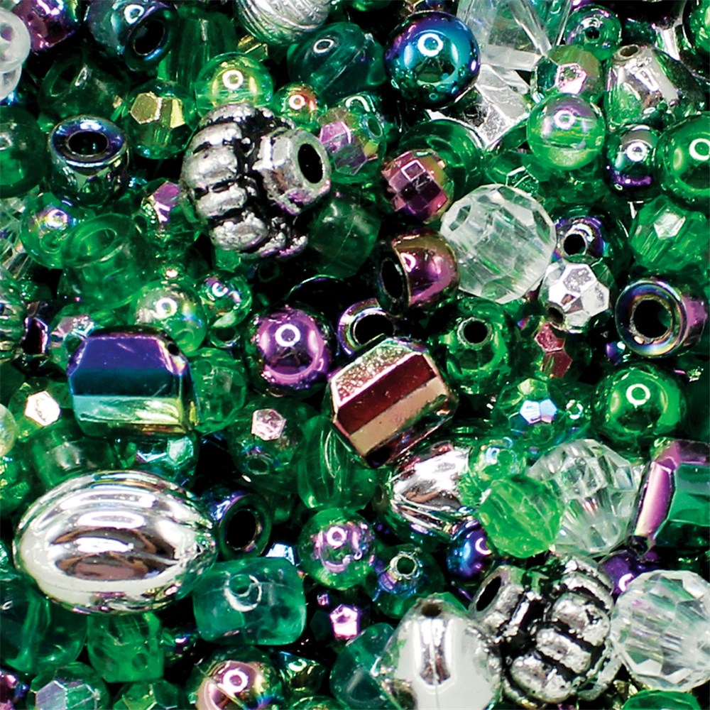 Assorted Bead Mix - Green - 150g Pack | Collage & Craft | CleverPatch ...