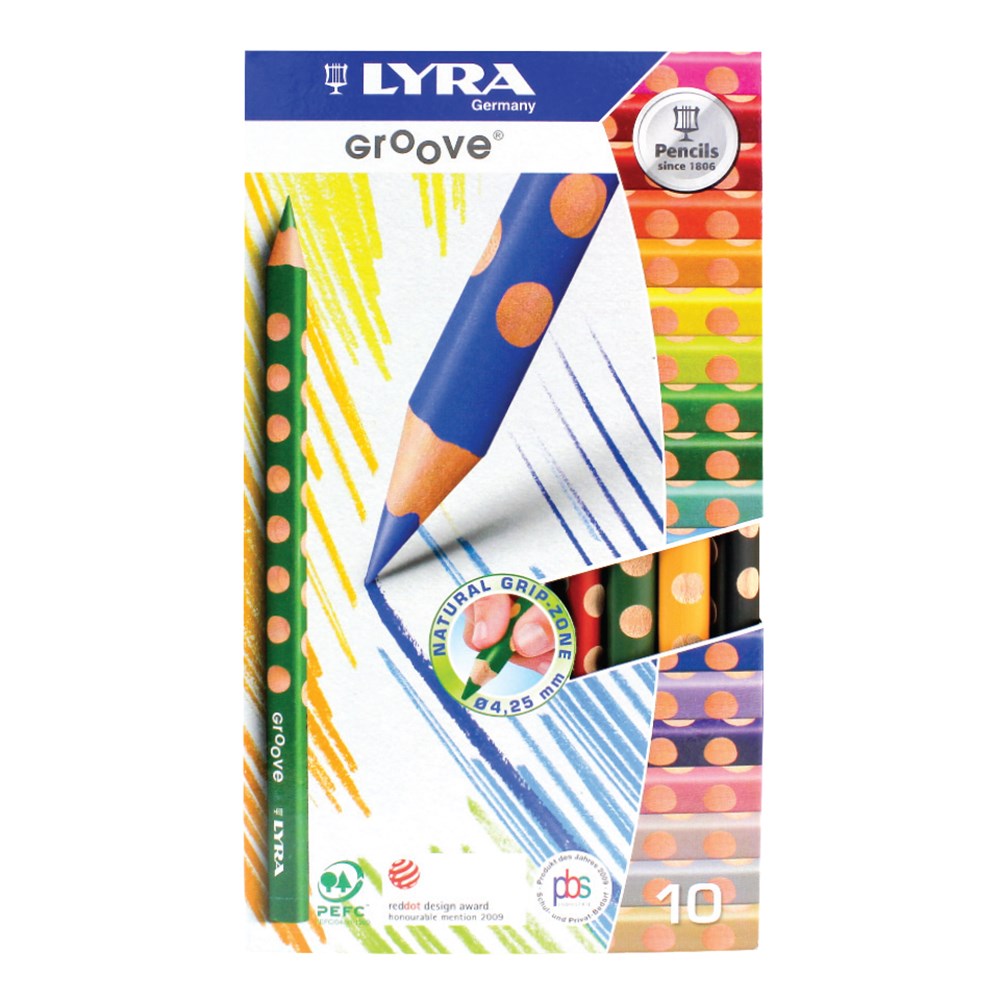 Lyra Groove Pencils - Pack of 10 | Pencils | CleverPatch - Art & Craft ...