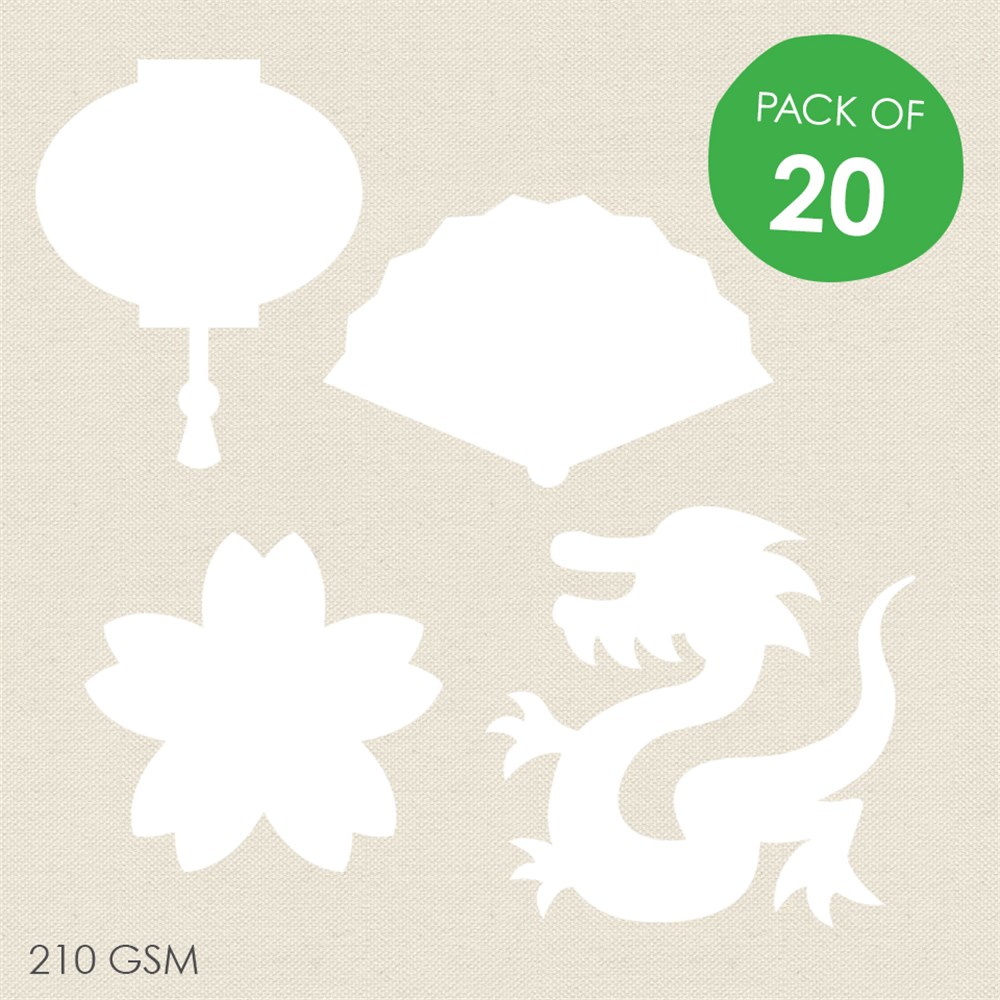 Cardboard Asian Shapes - White - Pack of 20 | Paper Activities ...