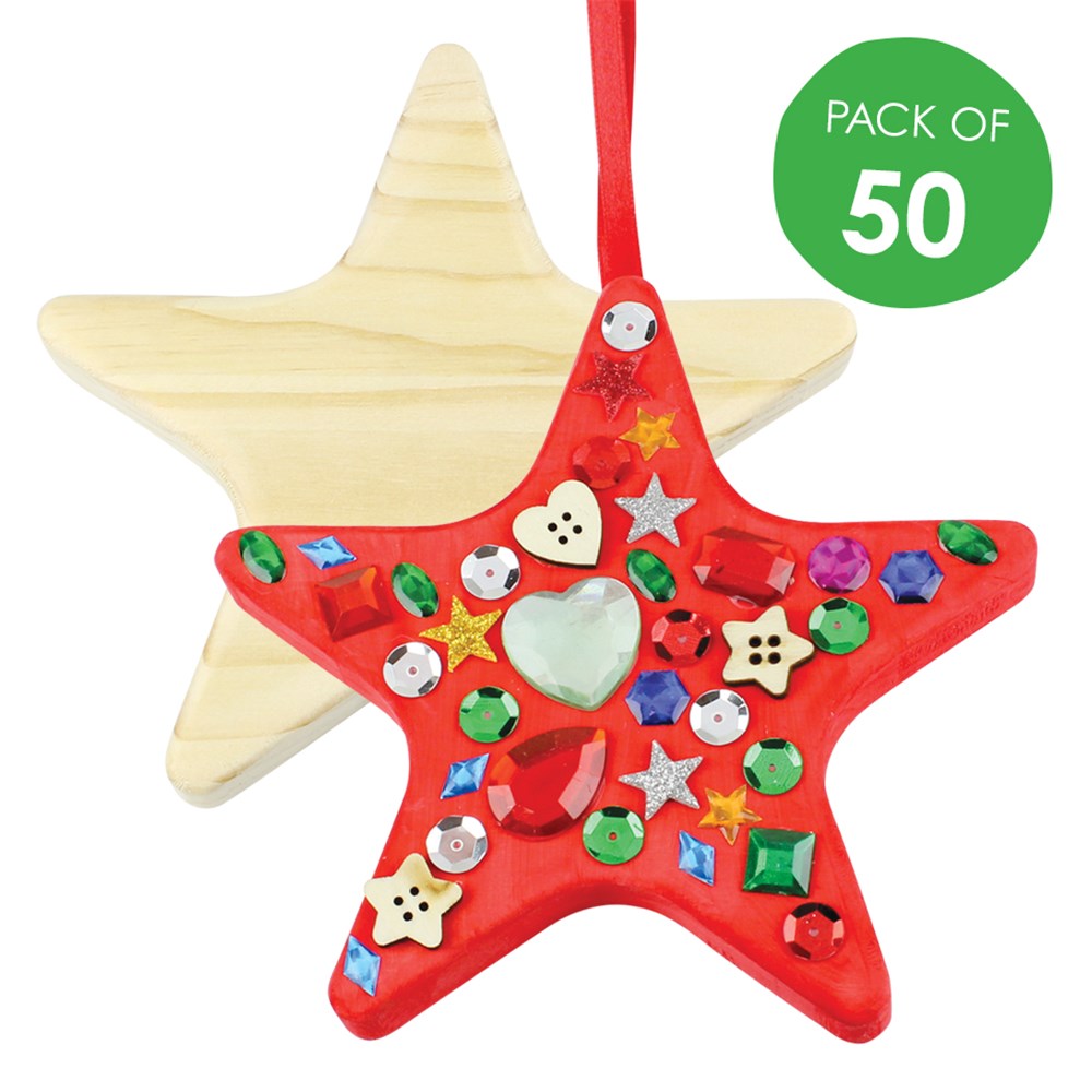 Wooden Stars - Pack of 50 | Natural Christmas Craft | CleverPatch - Art ...