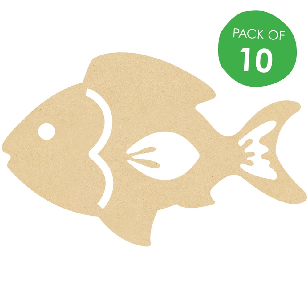Wooden Fish - Pack of 10 - Giant Wood | CleverPatch - Art & Craft Supplies