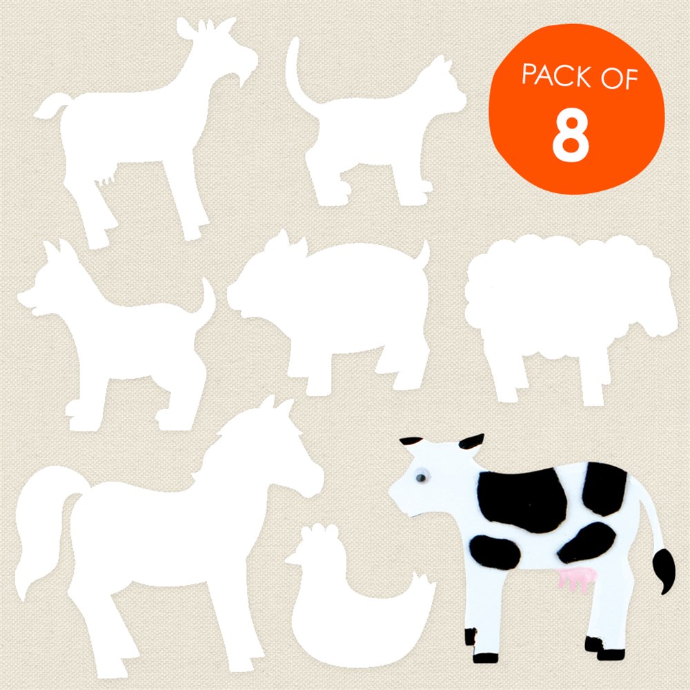 Cardboard Farm Animals - White - Pack of 8 | Paper Activities ...
