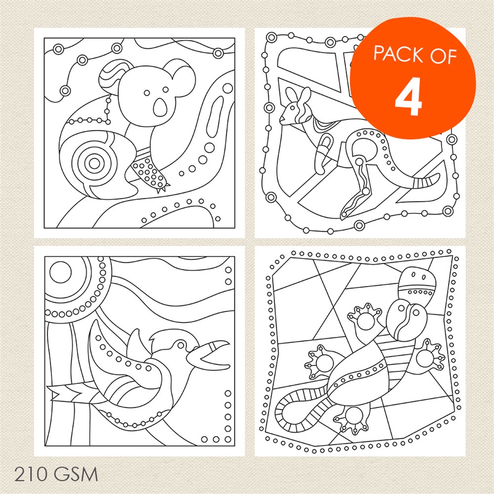 Cardboard Indigenous Animal Patterns - White - Pack of 4 | NAIDOC Week ...