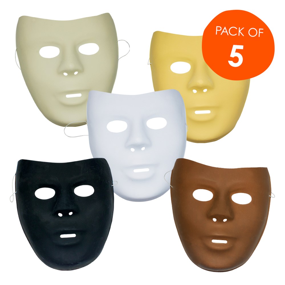 Face Masks - Coloured - Pack of 5 | Masks | CleverPatch - Art & Craft ...