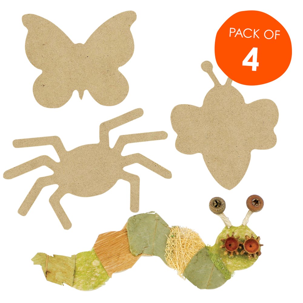 Wooden Minibeast Shapes - Pack of 4 | Wood | CleverPatch - Art & Craft ...