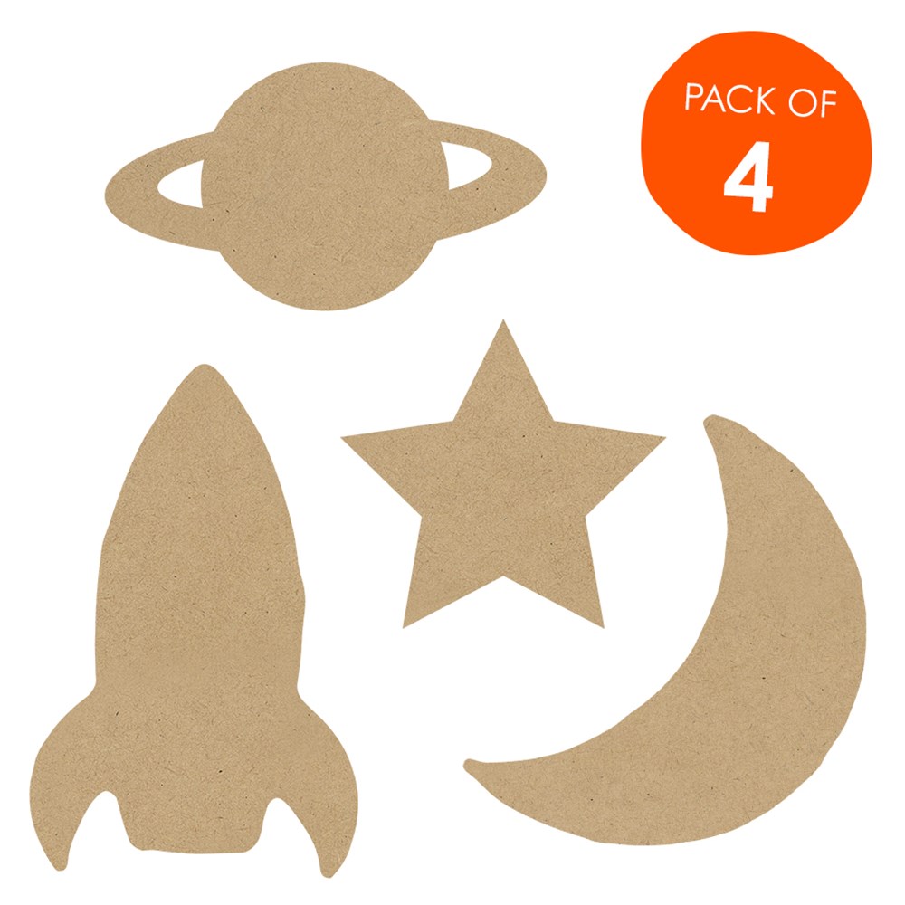 Wooden Space Shapes - Pack of 4 | Wooden Shapes | CleverPatch - Art ...