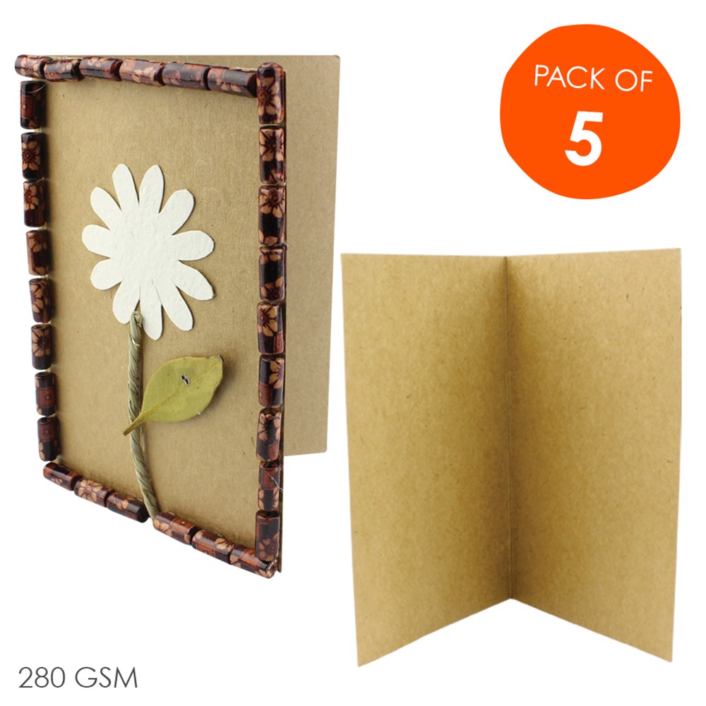Cardboard Greeting Cards - Brown - Pack of 5 | Natural Christmas Craft ...