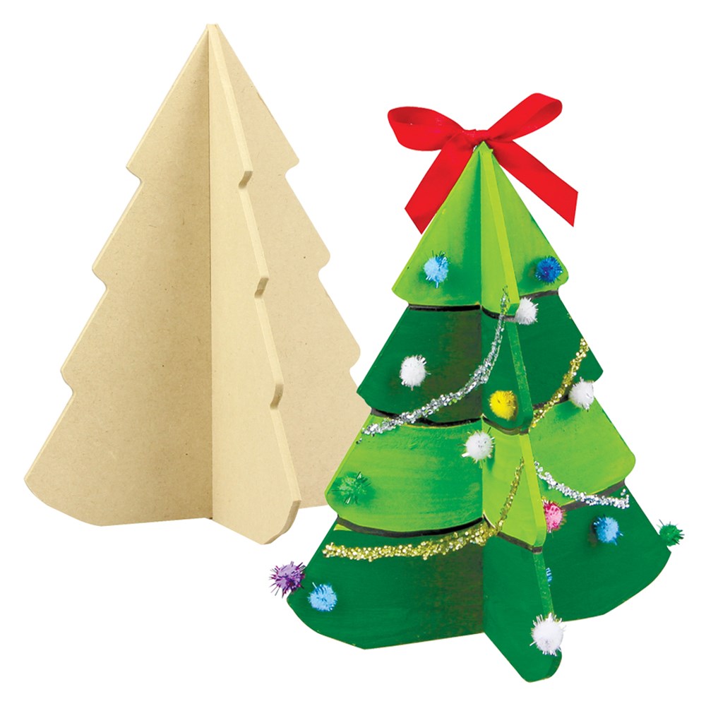 3D Wooden Christmas Trees - Pack of 4 | Wood Craft | CleverPatch - Art ...