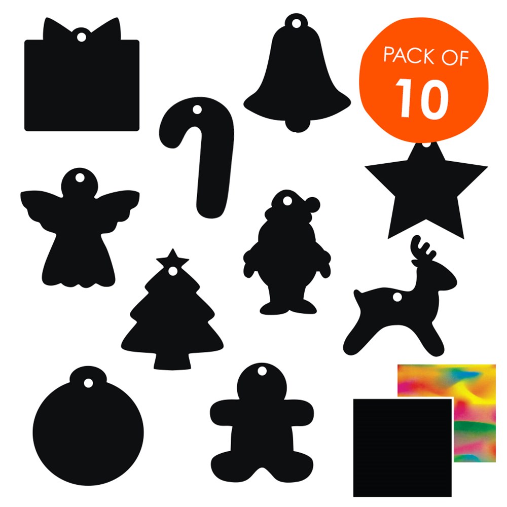 Scratch Board Christmas Ornaments - Pack of 10 | Scratch Board ...