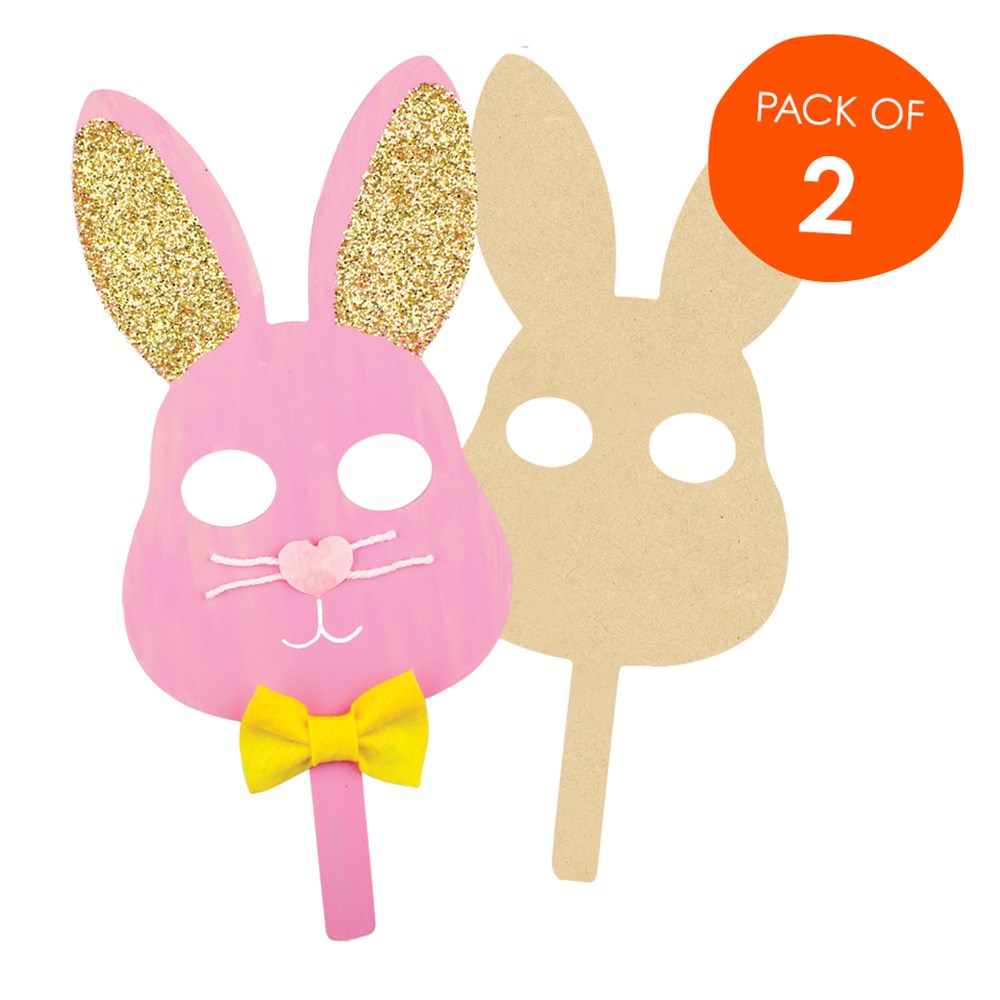 Wooden Bunny Masks - Pack of 2 | Masks | CleverPatch - Art & Craft Supplies