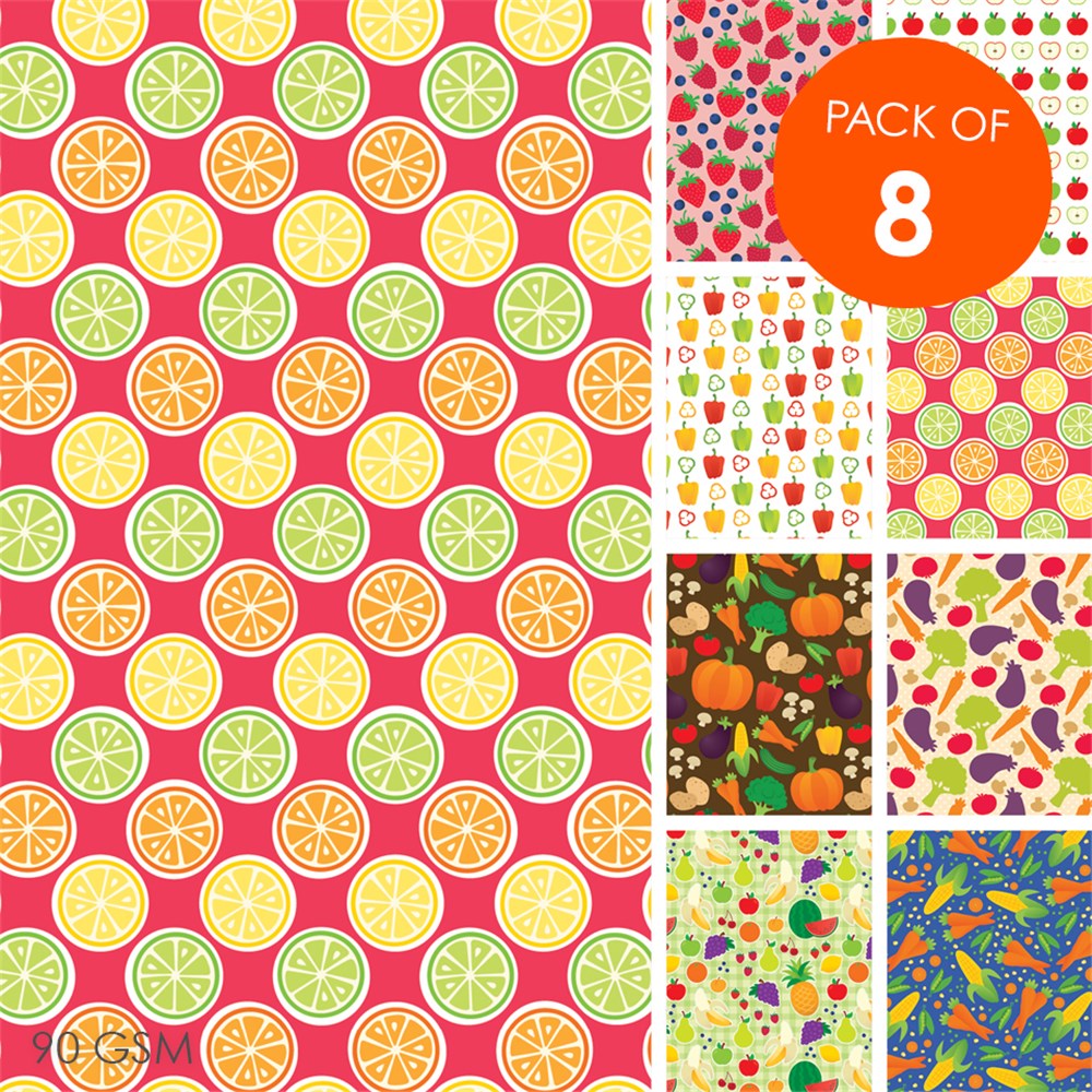 Fruit and Vegetable Craft Paper - Pack of 8 | Specialty Papers ...