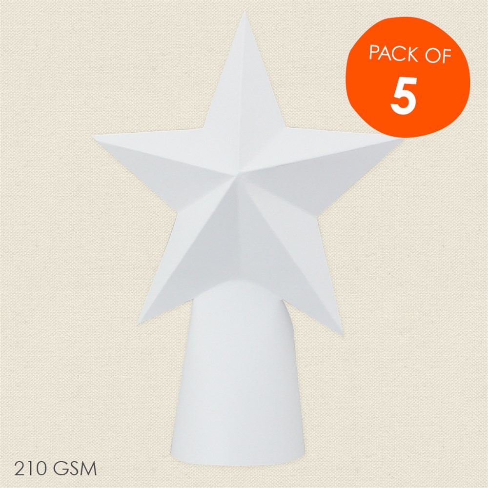 Cardboard Star Tree Toppers - White - Pack of 5 | Paper Activities ...