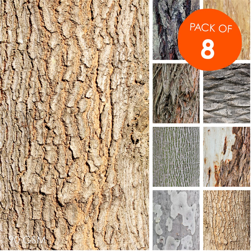 Bark Craft Paper - Pack of 8 | Paper | CleverPatch - Art & Craft Supplies