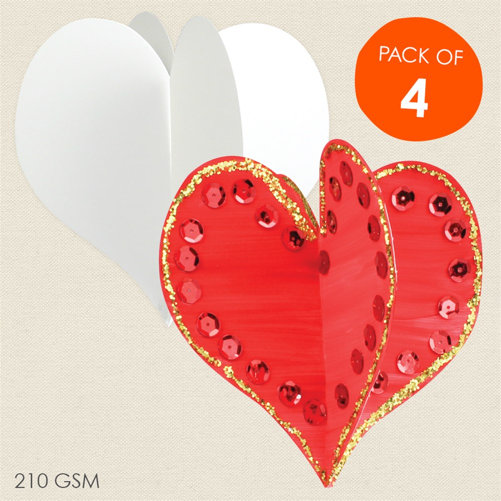 Cardboard 3D Hearts - White - Pack of 4 | Paper Activities ...