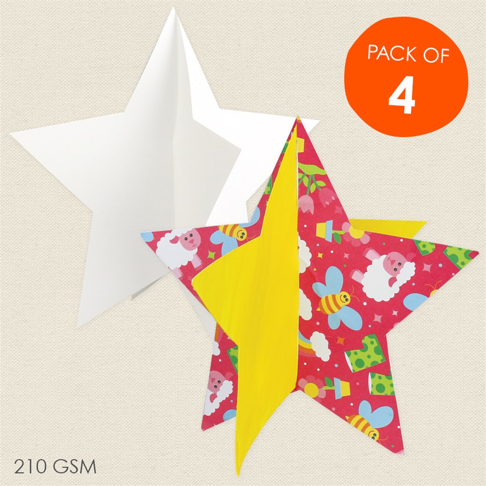 Cardboard 3D Stars - White - Pack of 4 | Paper Activities | CleverPatch ...