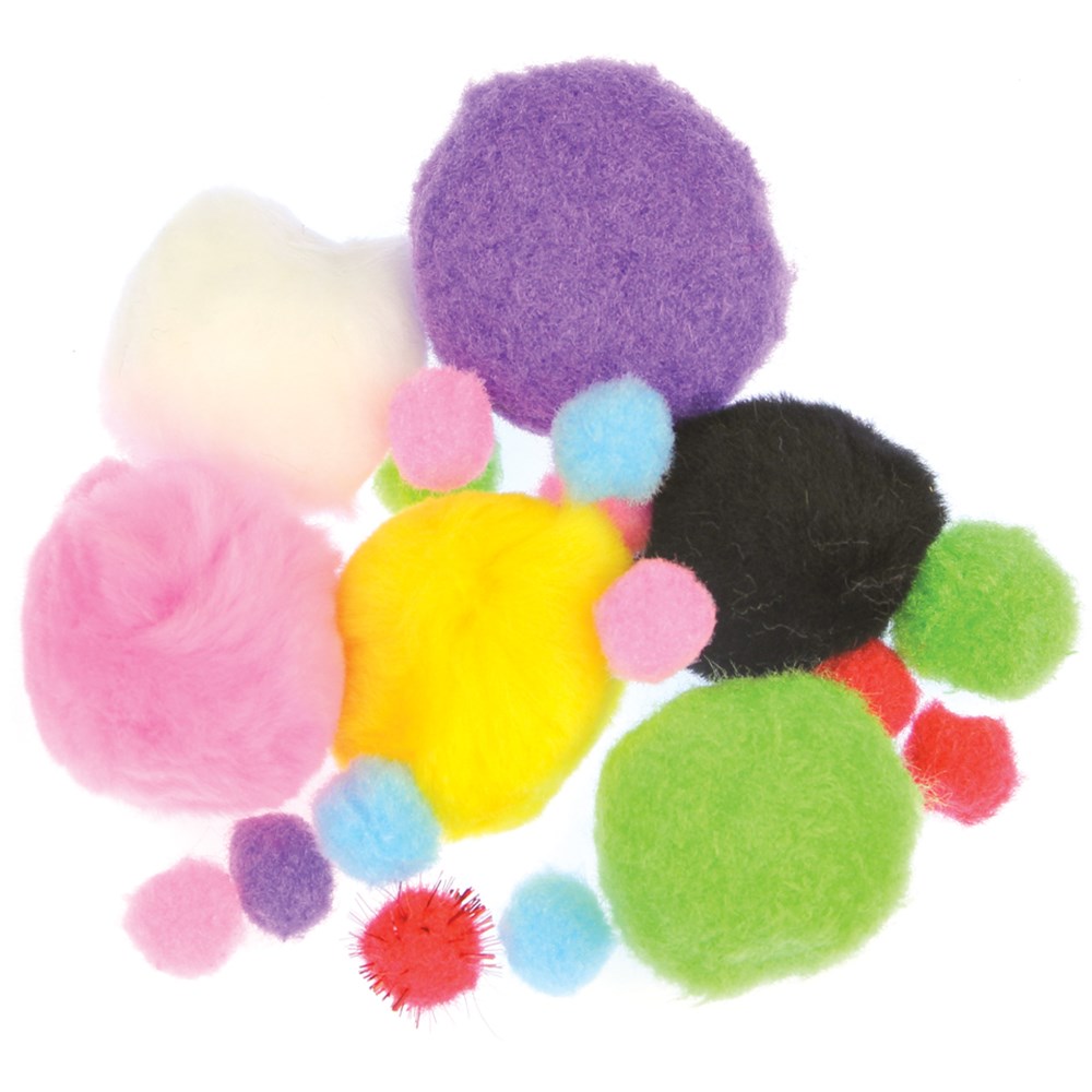 Pom Poms - Assorted - Pack of 20 | Pom Poms | CleverPatch - Art & Craft ...