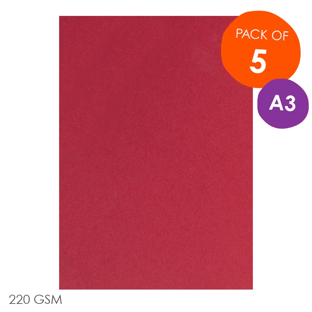 CleverPatch Cardboard - Red - A3 - Pack of 5 | Coloured Card ...