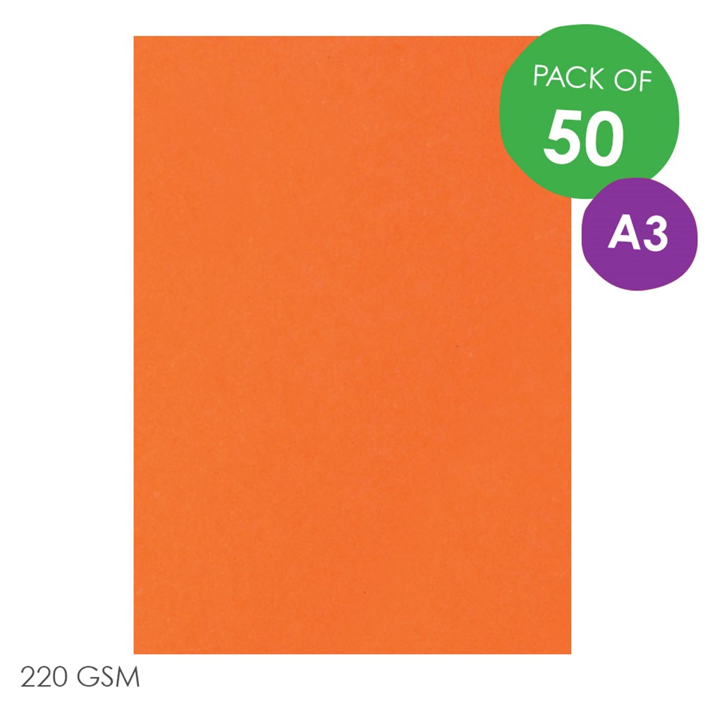 CleverPatch Cardboard - Orange - A3 - Pack of 50 | Coloured Card ...