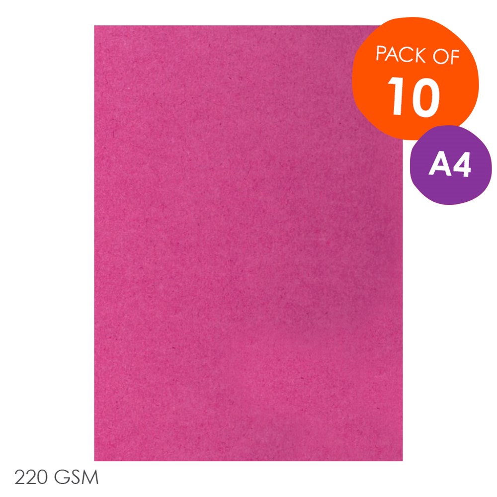 CleverPatch Cardboard - Pink - A4 - Pack of 10 | Coloured Card ...