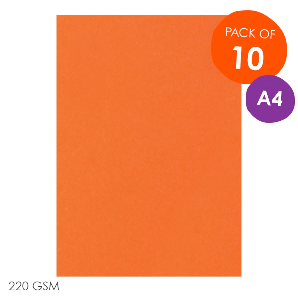 CleverPatch Cardboard - Orange - A4 - Pack of 10 | Coloured Card ...