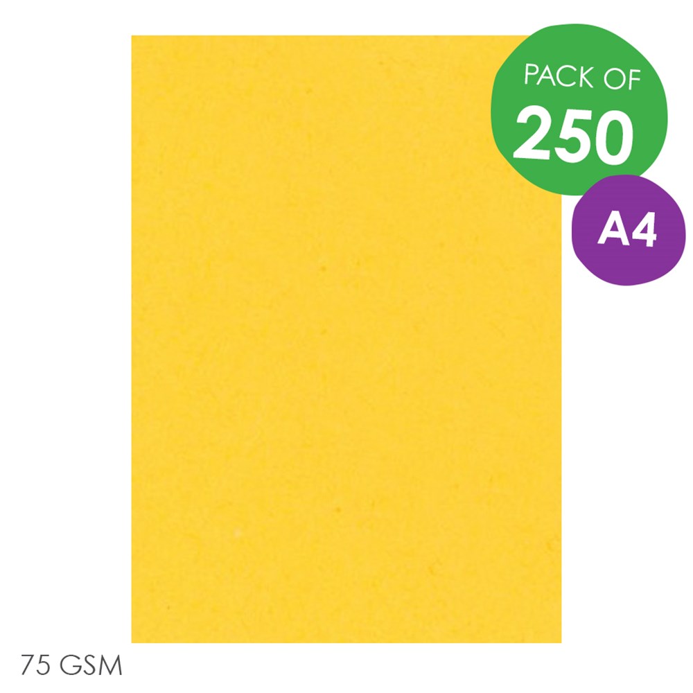 CleverPatch Copy Paper - Bright Yellow - A4 - Pack of 250 | Coloured ...