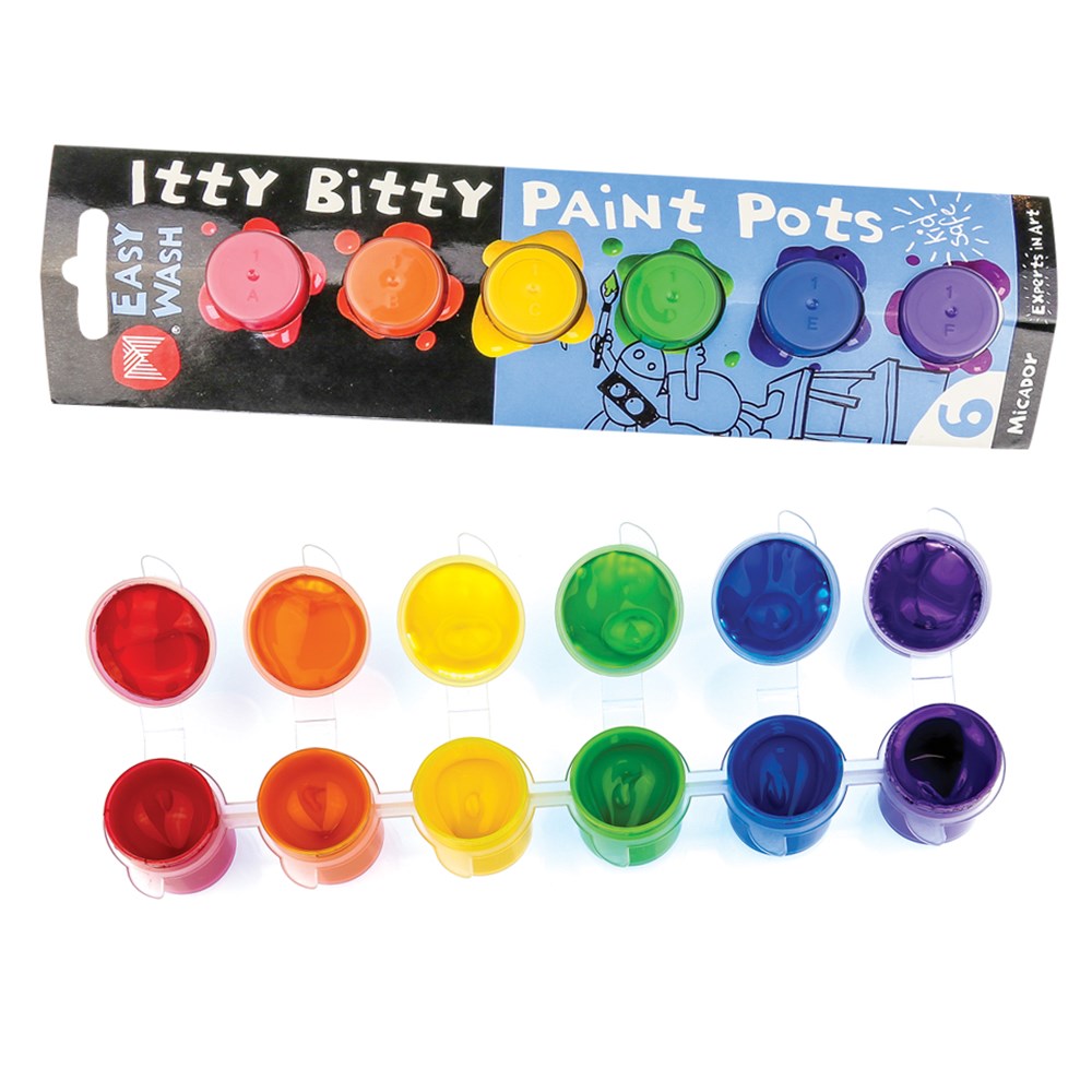 Easy Wash Itty Bitty Paint Pots - Bright - Pack of 6 | Paint Tubes ...