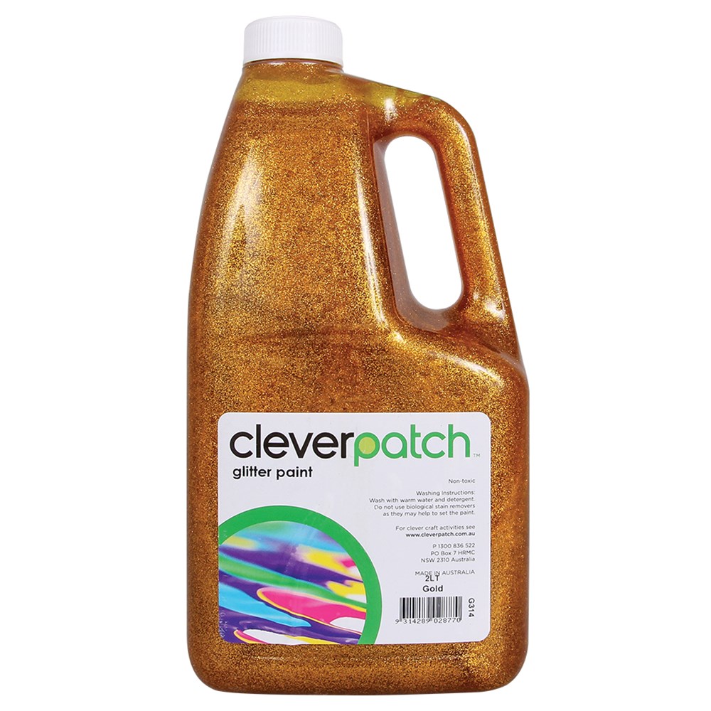 CleverPatch Glitter Paint - Gold - 2 Litre | Glitter Paint ...