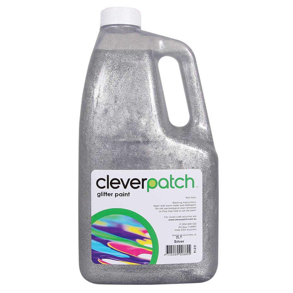 CleverPatch Glitter Paint - Silver - 2 Litre | Glitter Paint ...